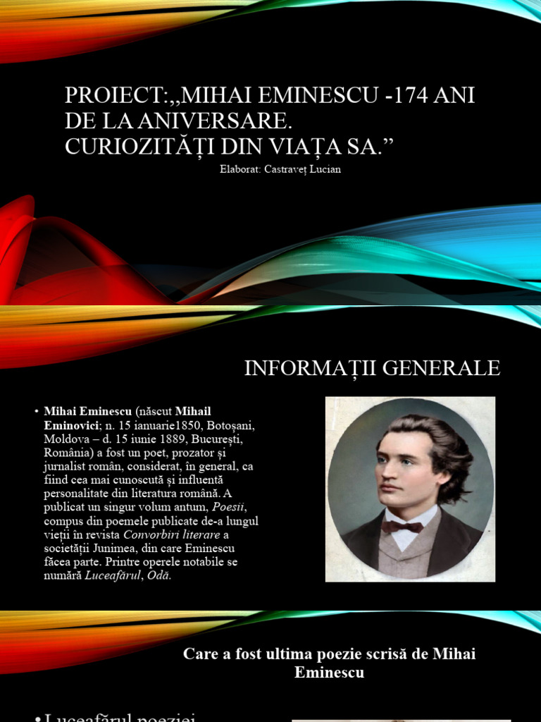 Proiect Mihai Eminescu | PDF