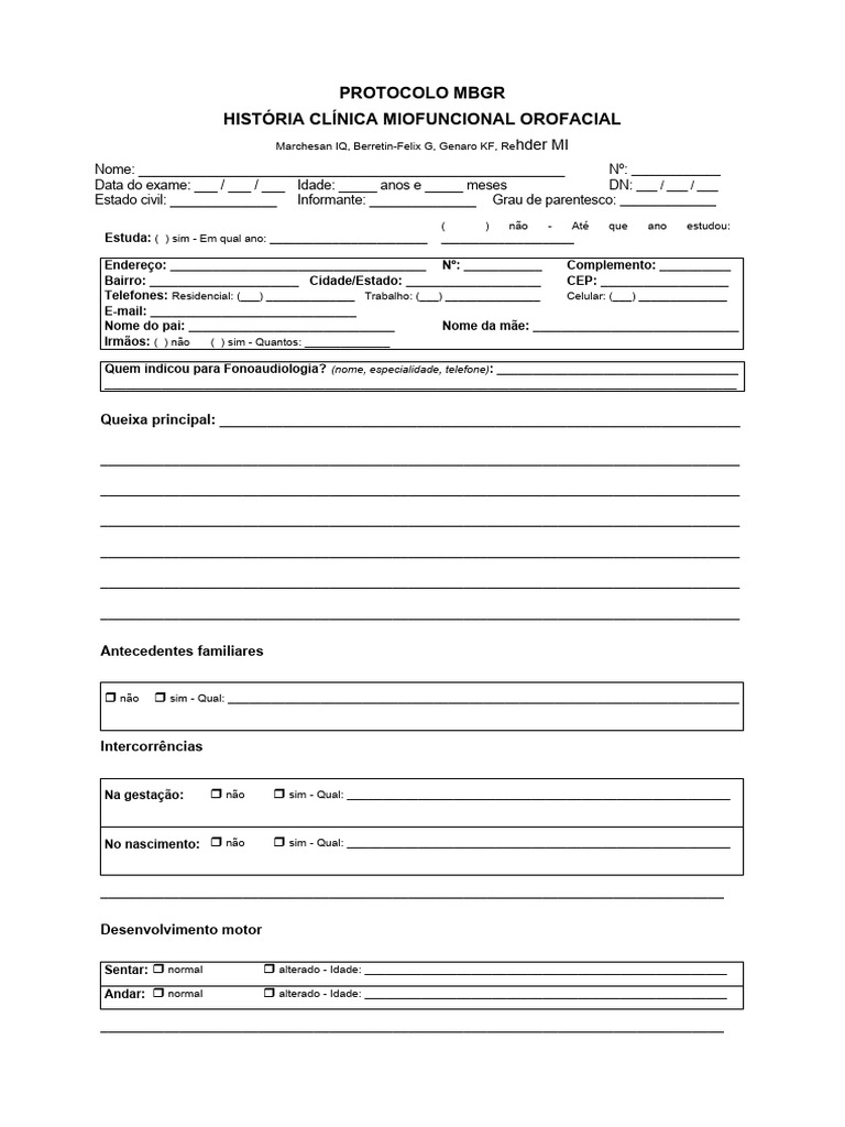 Protocolo MBGR - Historia Clinica 2019 - Editado | PDF