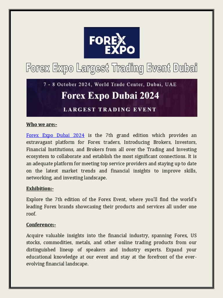Forex Expo Largest Trading Event Dubai | PDF | Foreign Exchange Market ...