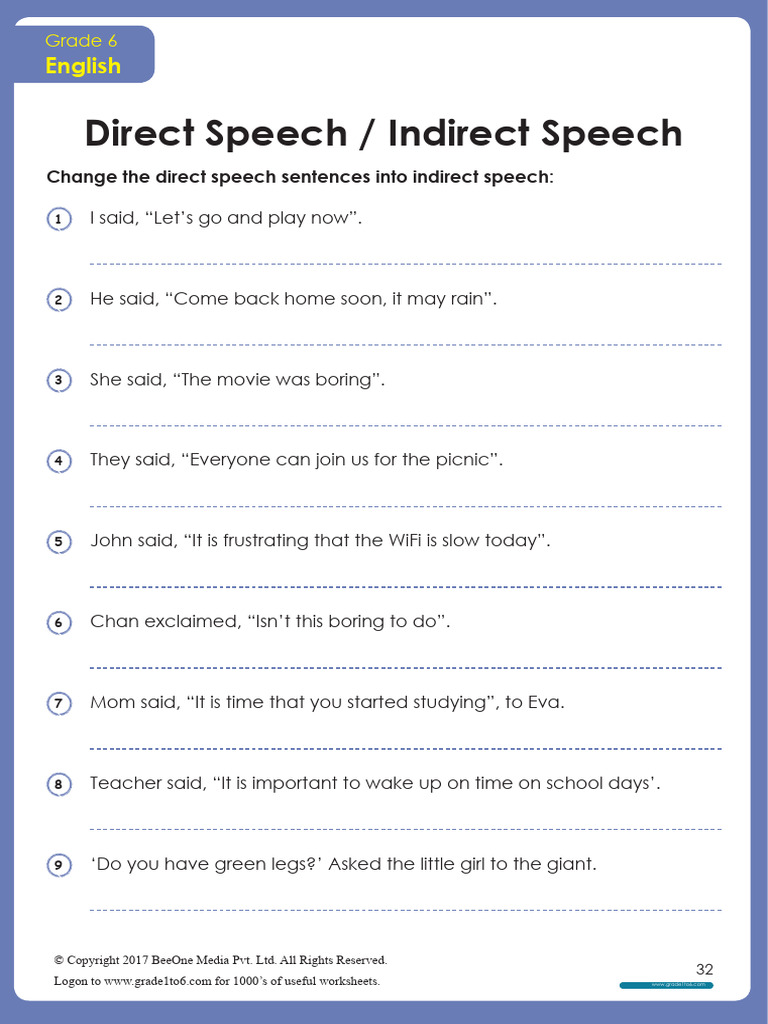 Direct Speech and Indirect Speech | PDF