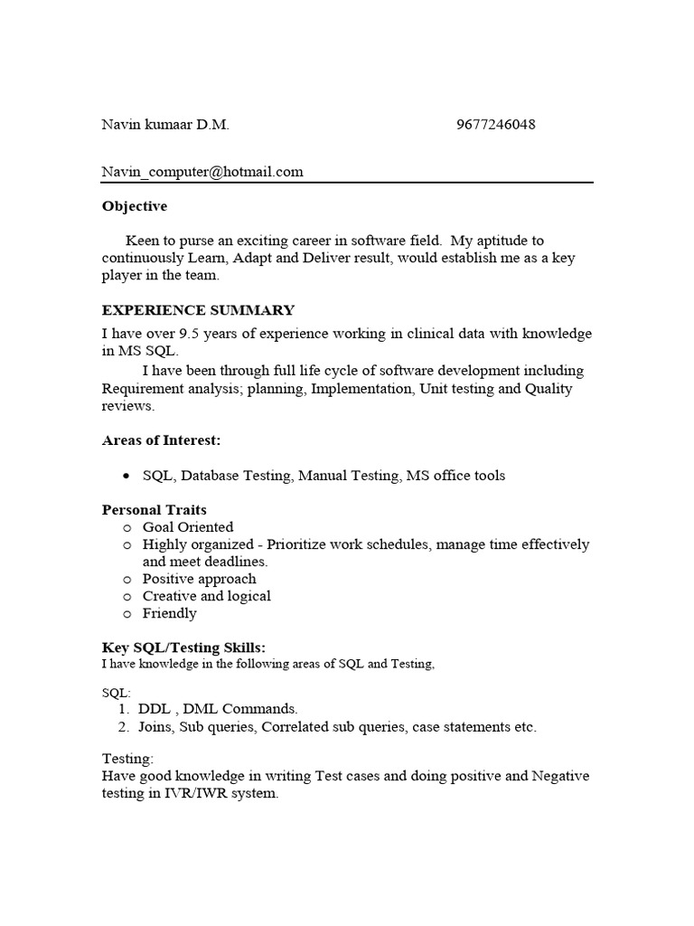 Navin Resume | PDF | Sql | Microsoft Sql Server