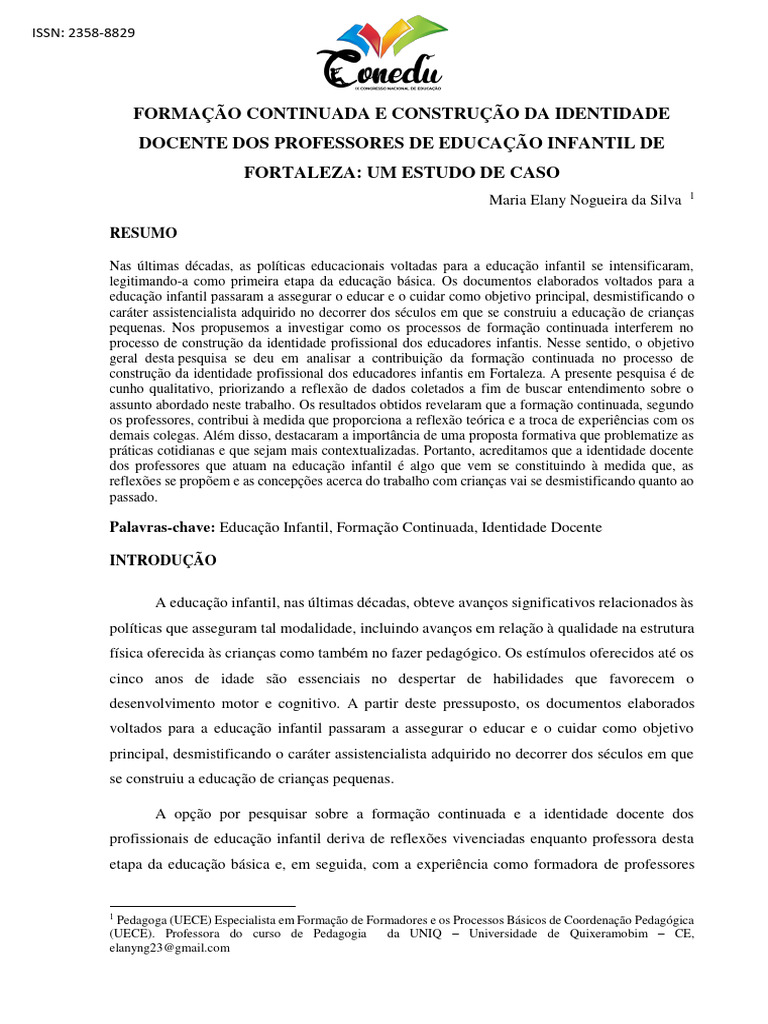 Formação Continuada E Identidade Docente Pdf