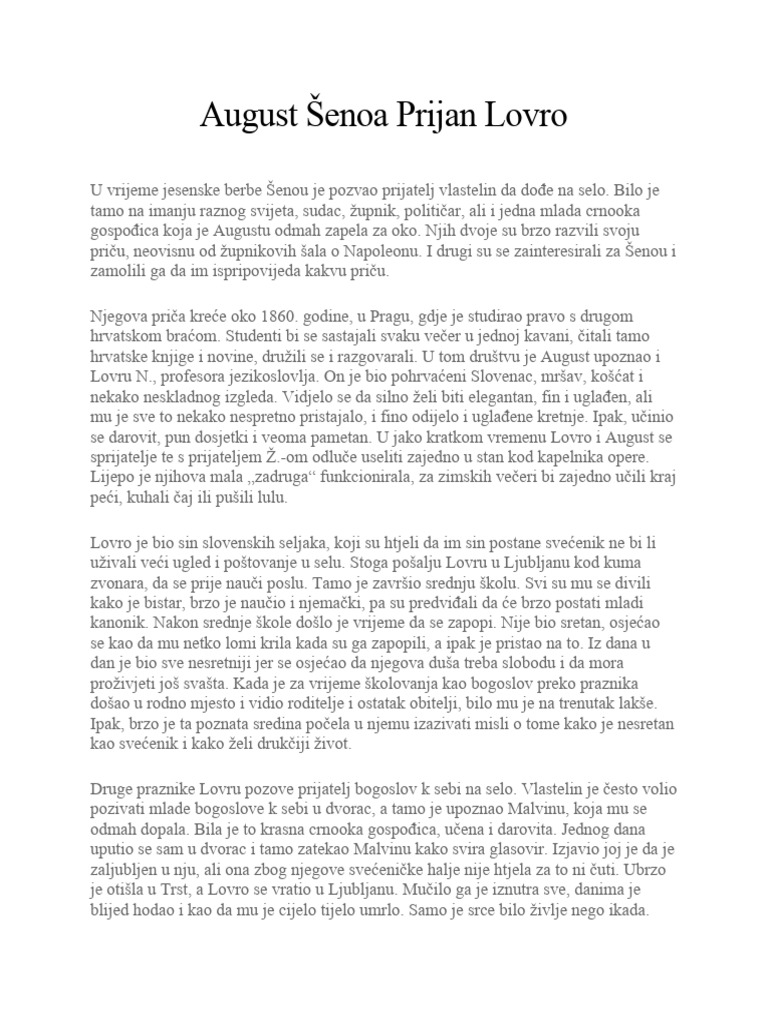 August Šenoa Prijan Lovro | PDF