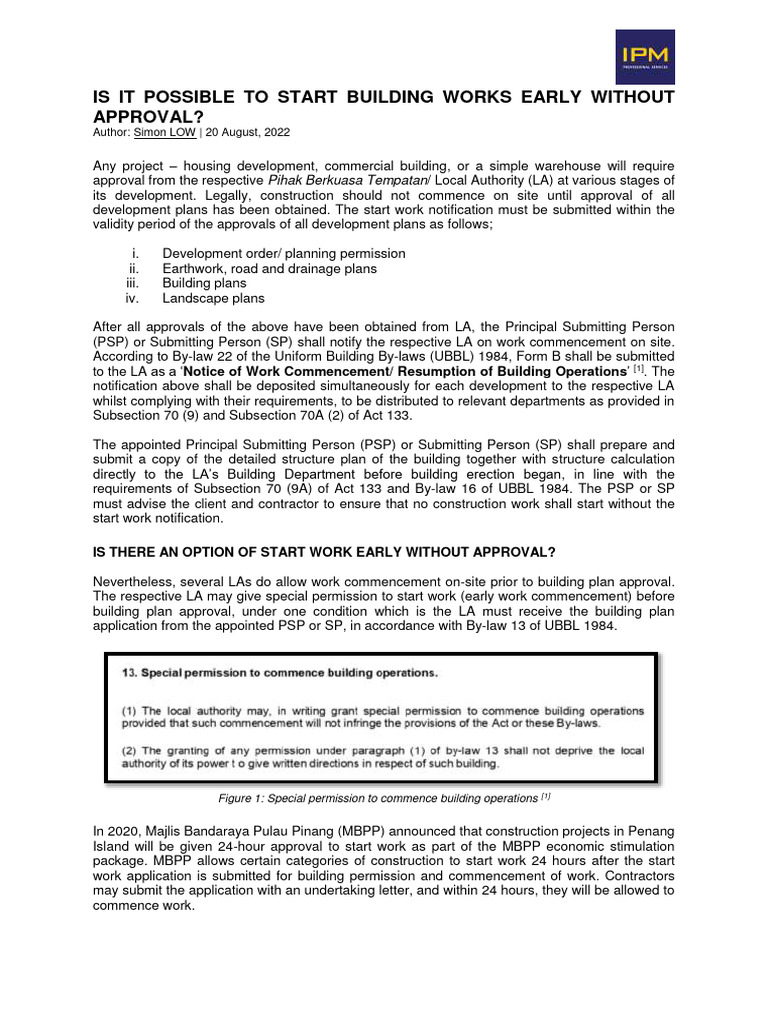 Early Construction Without Approval Risks | PDF | Regulatory Compliance ...