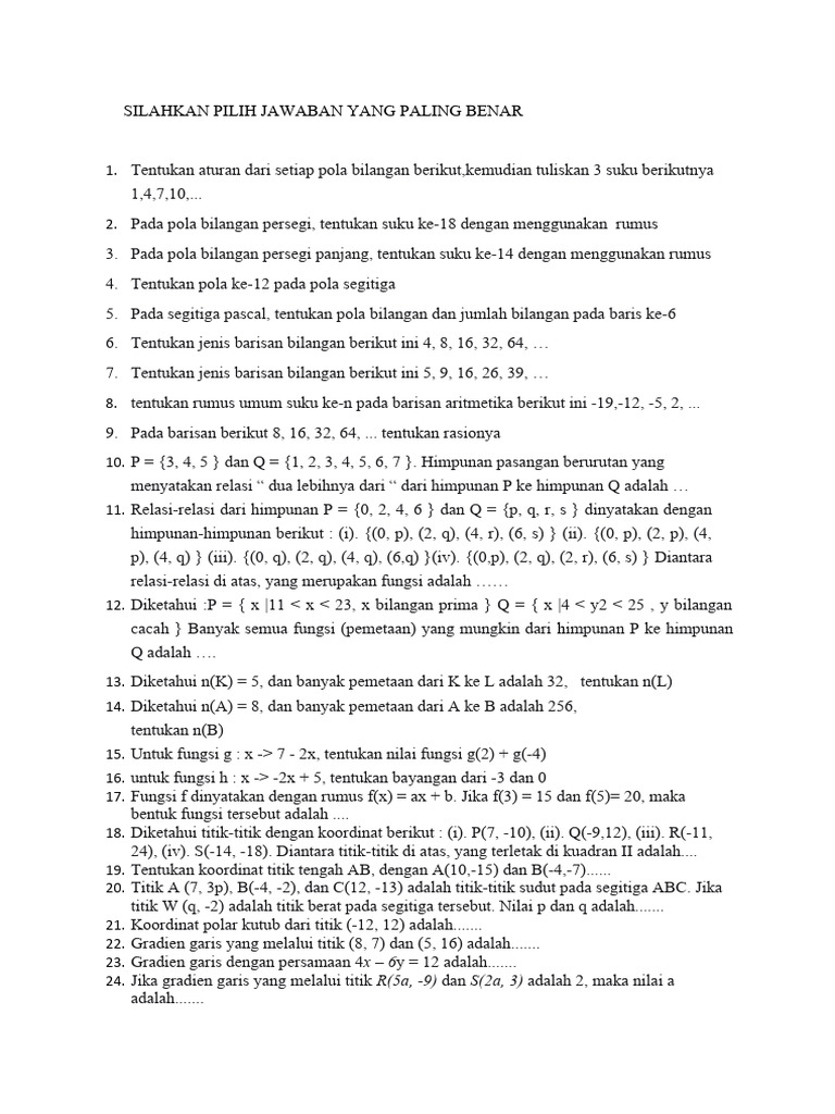 Kisi2 Matematika PSAS | PDF | Metode & Bahan Ajar | Sains & Matematika