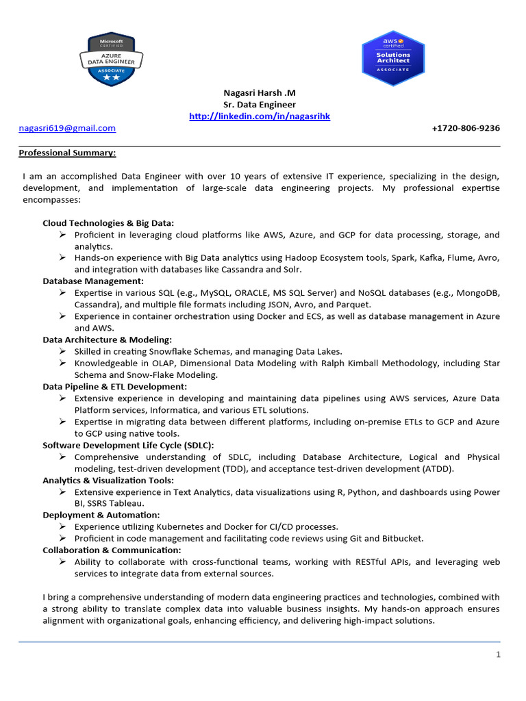 Resume Data Engineer | PDF | Apache Spark | Apache Hadoop