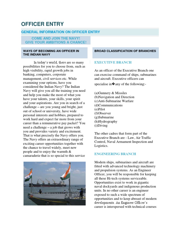 Officer Entry: Come and Join The Navy! Give Your Ambitions A Chance ...