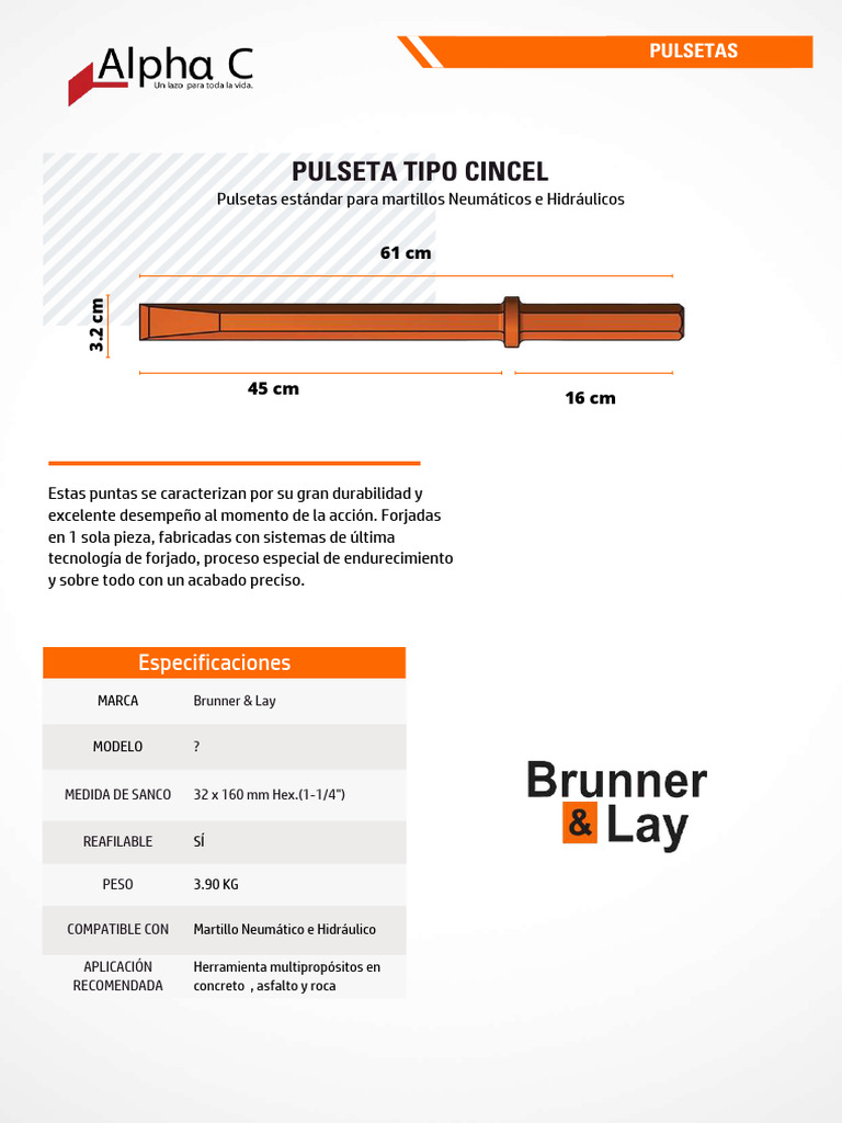 Ficha Tecnica Pulseta Cincel Compressed | PDF