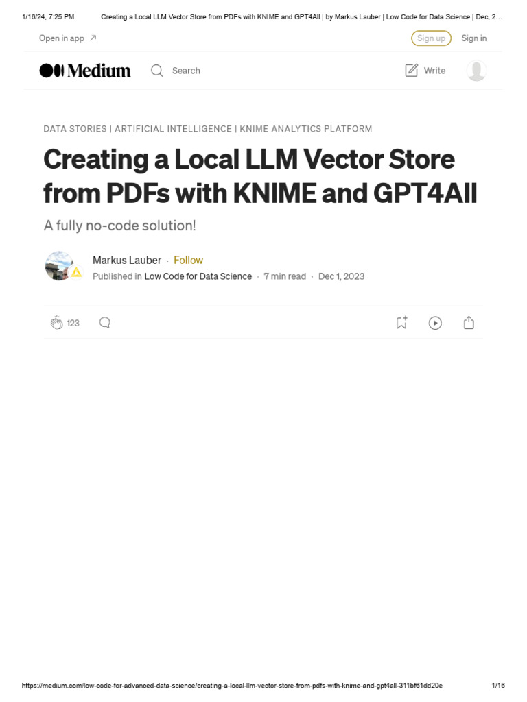 Local LLM Vector Store with KNIME | PDF