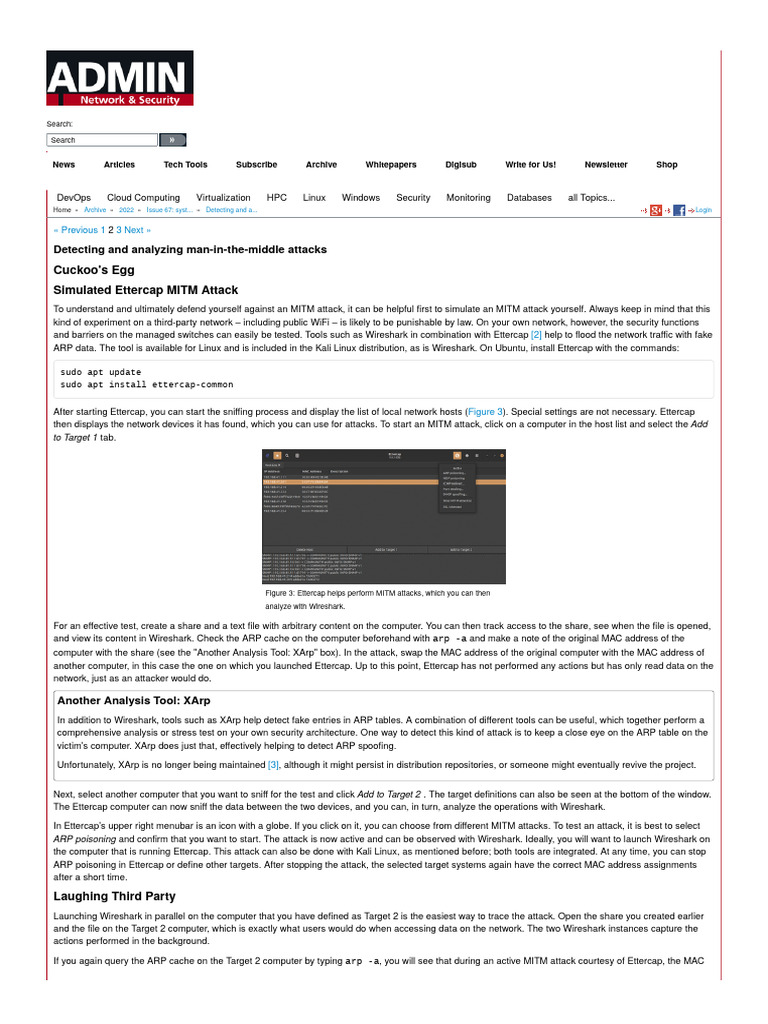 MITM Analysis ADMIN Magazine2 | PDF | Computing | Information And Communications Technology