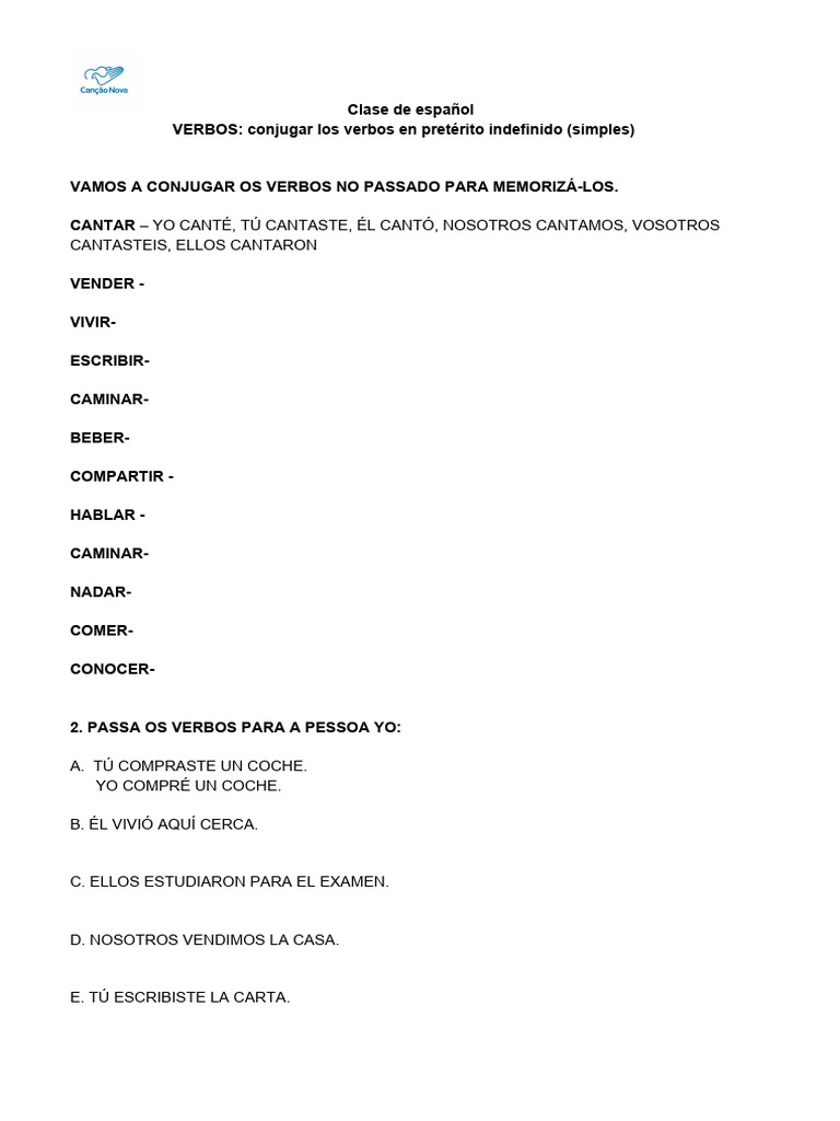 Exercicios Verbos Pretérito Pdf