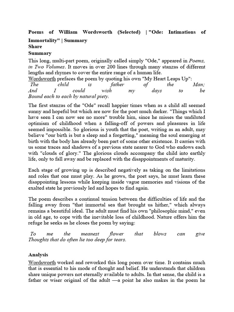 Poems of William Wordsworth | PDF | Poetry