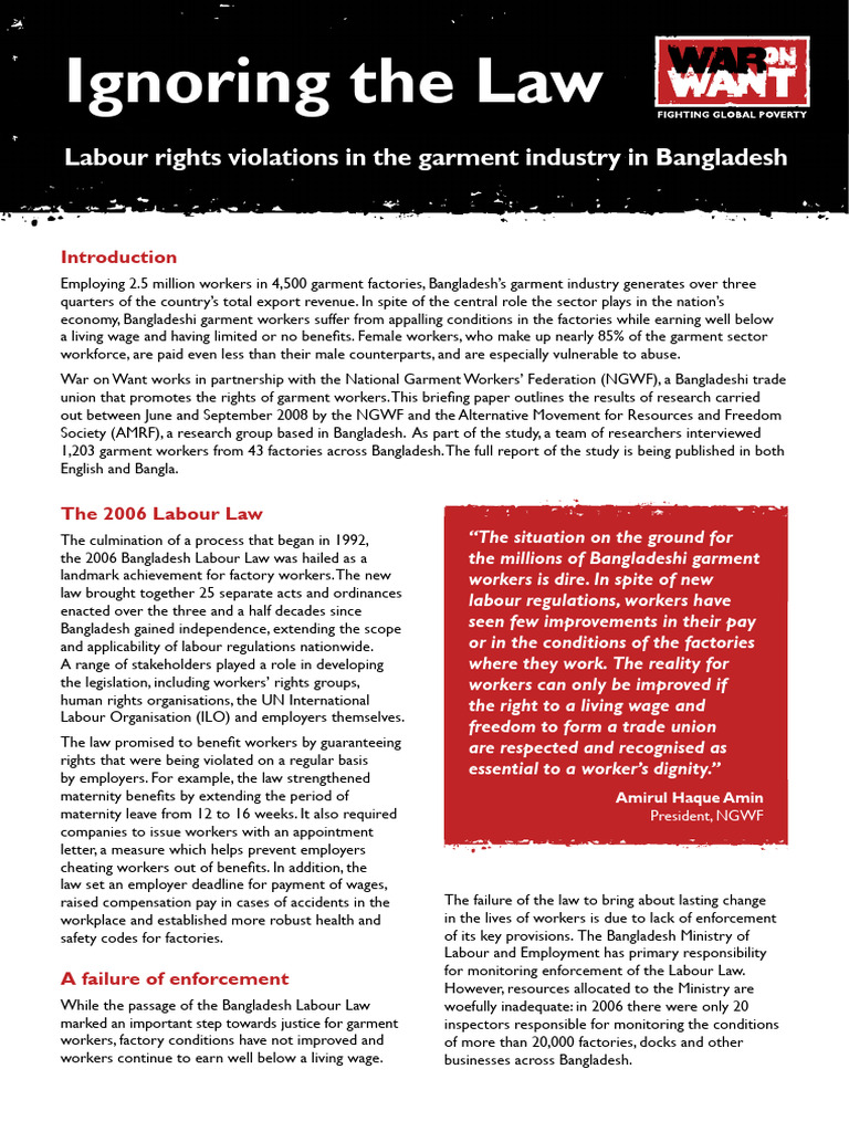 Ignoring The Law - Labour Rights Violations and The Bangladeshi Garment ...
