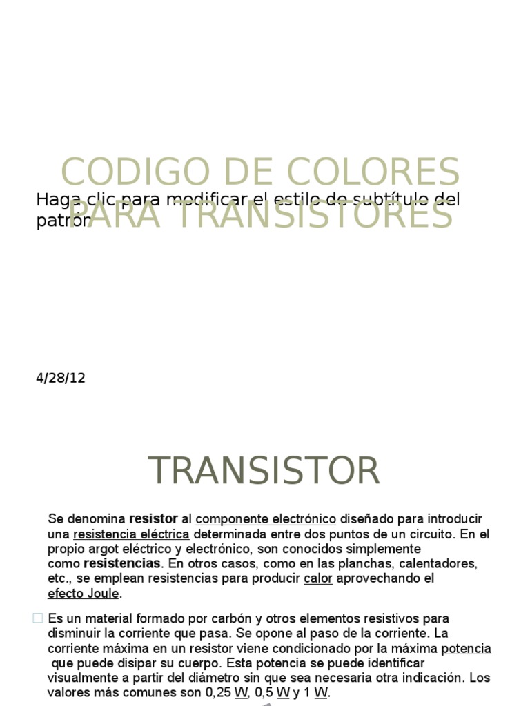 Codigo de Colores para Transistores | PDF