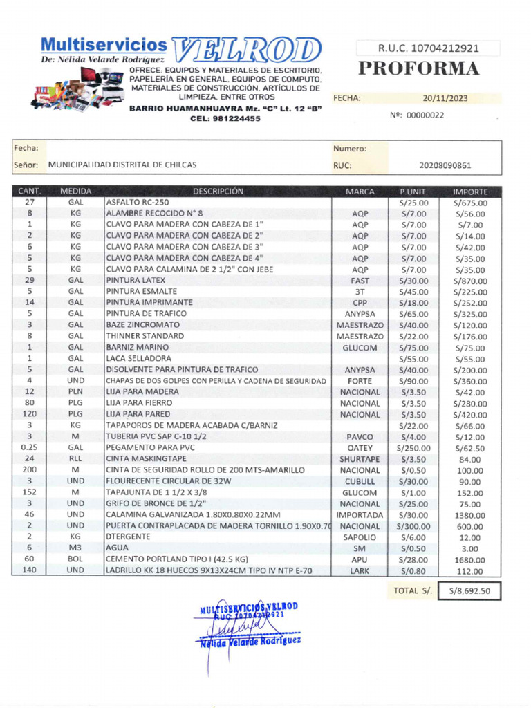 Modelo de Proforma | PDF