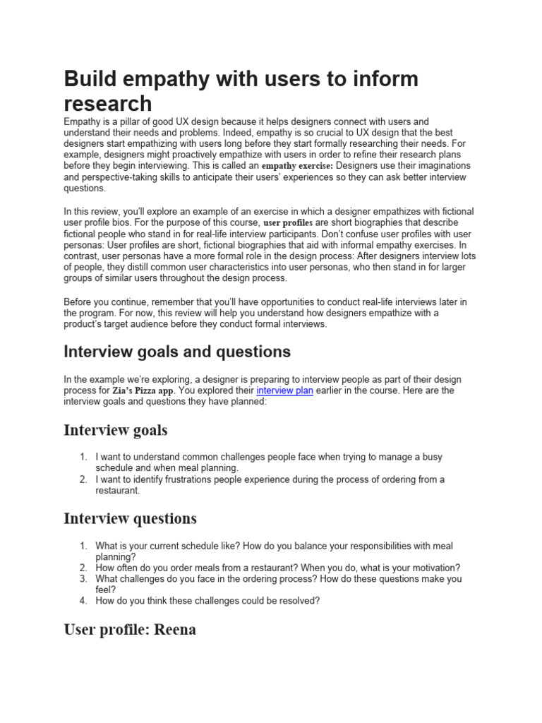 Build Empathy With Users To Inform Research | PDF | Empathy | Cognitive ...