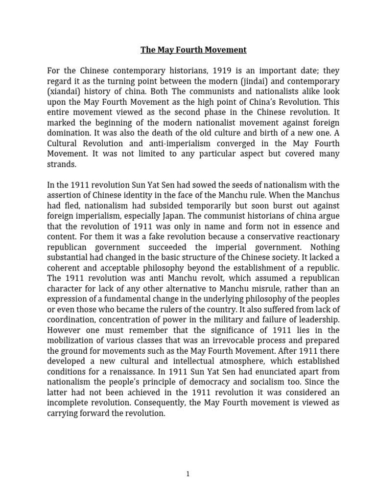 May Fourth Movement | PDF | Mao Zedong | Communism