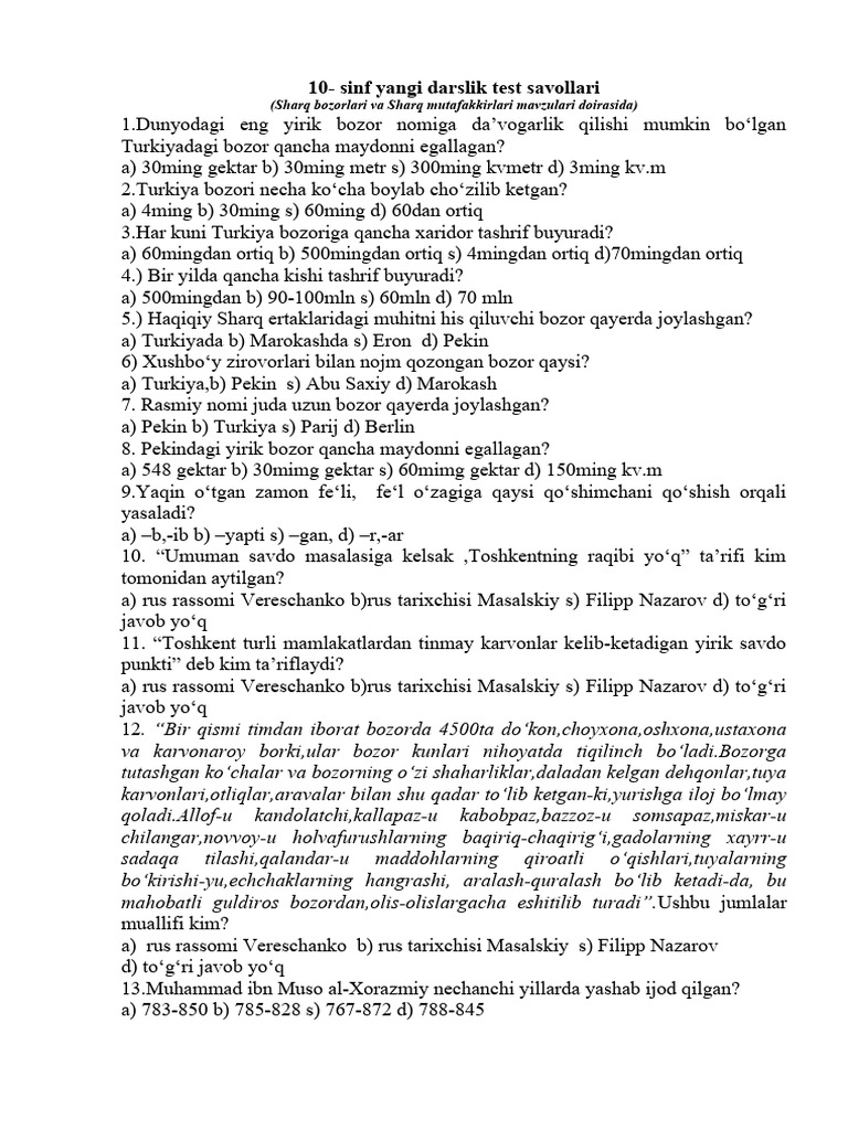 10-Sinf Yangi Darslik 2-Qism | PDF