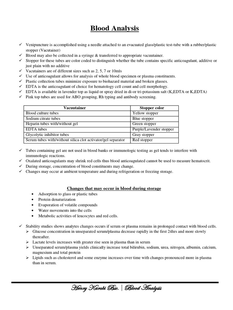 Blood Analysis | PDF | Blood Plasma | Urea
