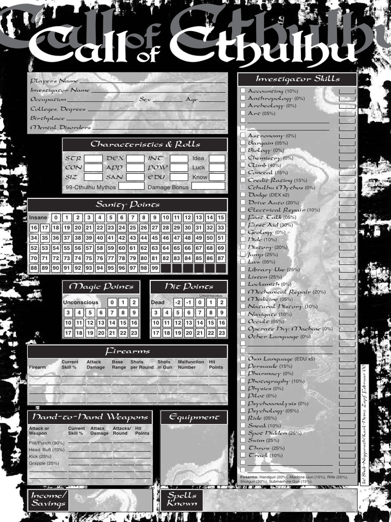 CoC Charakterbogen | PDF | Flight | Firearms