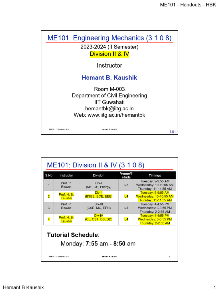 ME101 Lecture01 04 HBK | PDF | Euclidean Vector | Force