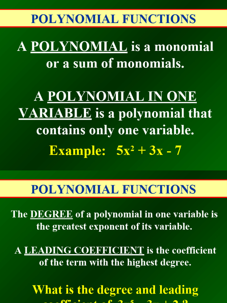 7.1 Polynomial Functions | PDF | Polynomial | Computational Science