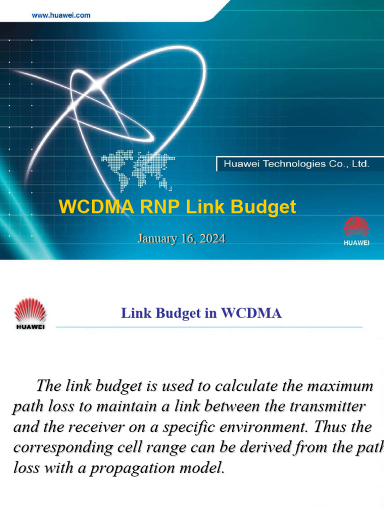B02 WCDMA RNP Link Budget | PDF | Decibel | Antenna (Radio)