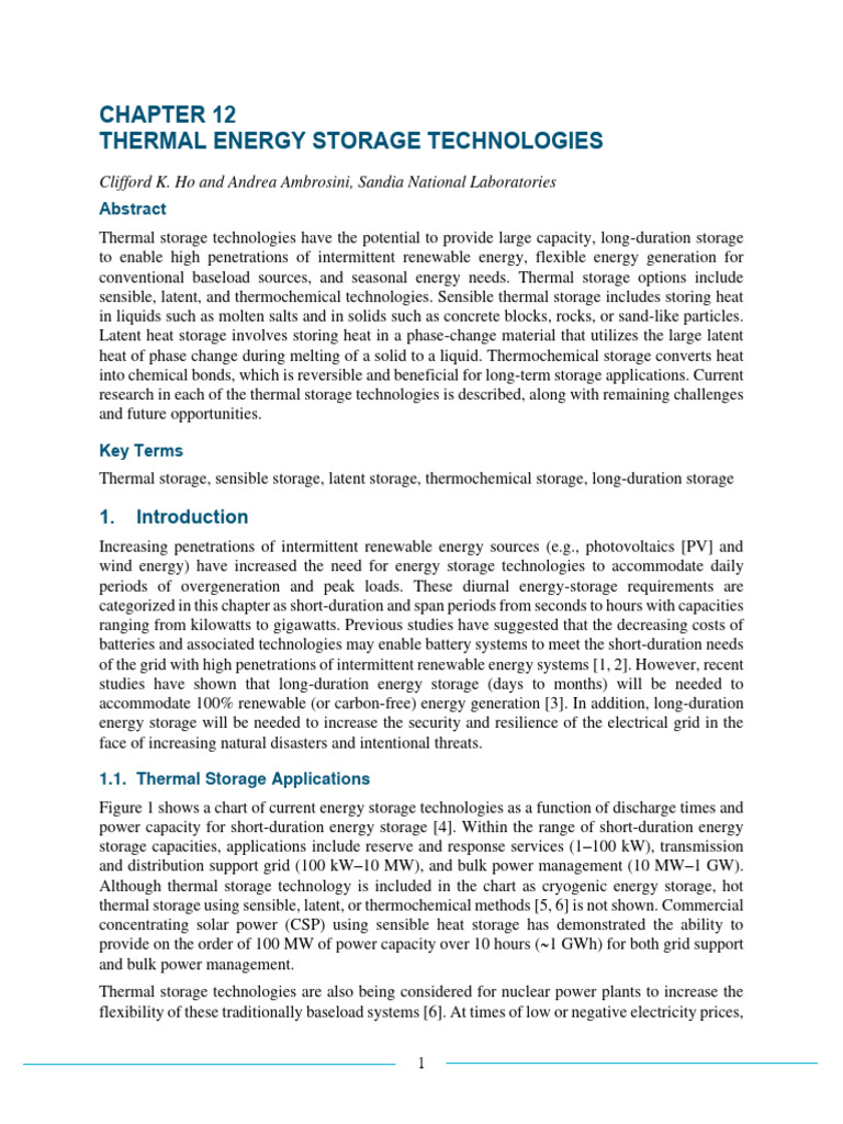 ESHB Ch12 Thermal Ho | PDF | Energy Storage | Heat