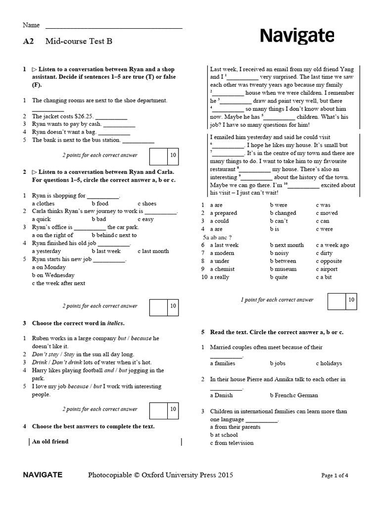 Копия Mid-course Elementary B | PDF