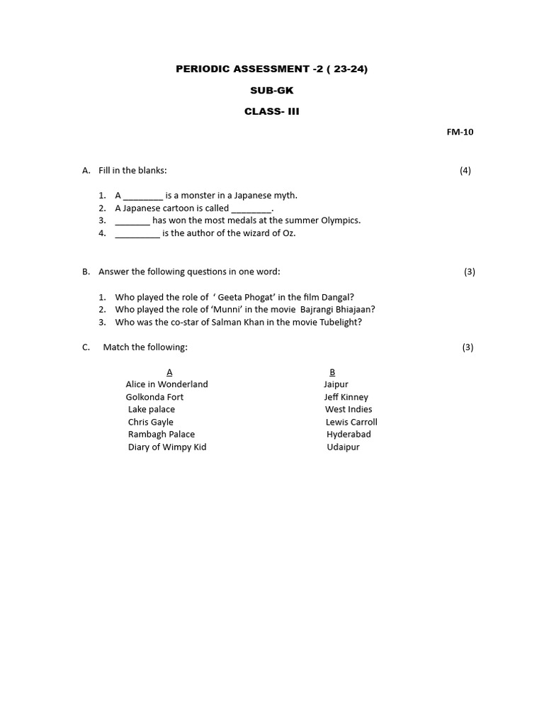 Periodic Assessment | PDF
