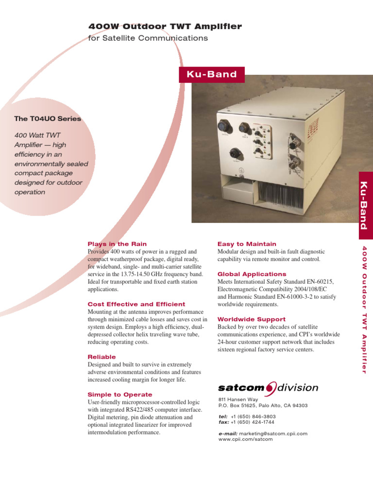 CPI 400W KU Band Amp | PDF | Decibel | Amplifier