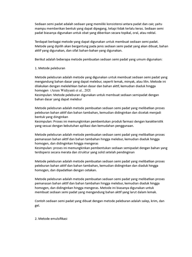 Metode Pembuatan Sediaan Semi Padat | PDF
