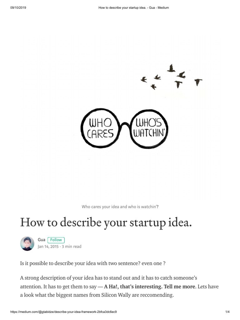 How To Describe Your Startup Idea. - Gua - Medium | PDF | Startup ...