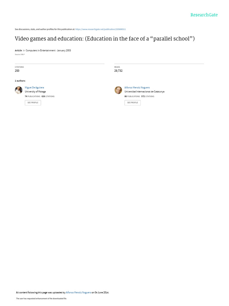 Video Games and Education Education in The Face of | PDF | Video Games ...