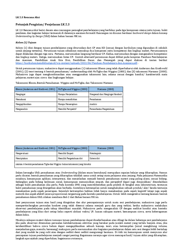 Rencana Aksi Pembelajaran | PDF | Karier & Perkembangan