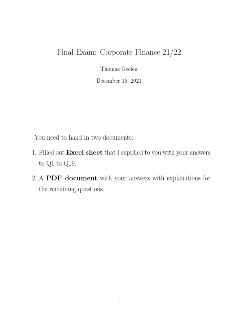 Final Exam 21 | PDF | Stocks | Net Present Value