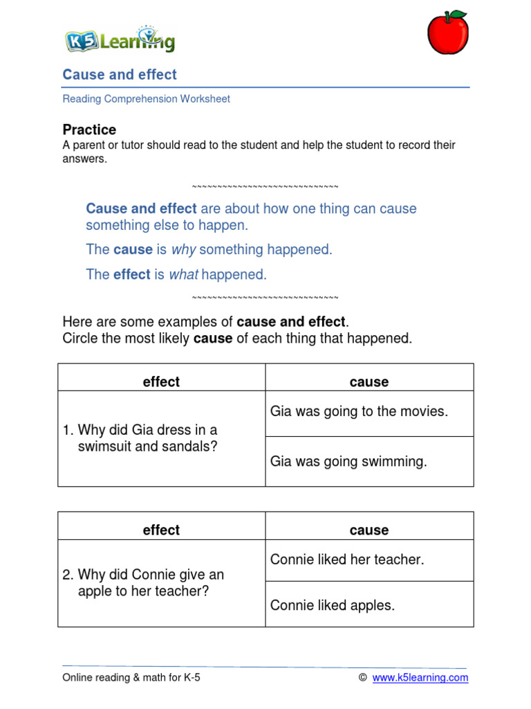 Grade 1 Cause Effect D | PDF