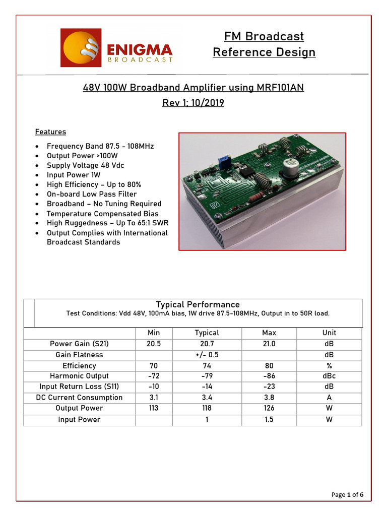 Mrf101an 1397053583 | PDF | Printed Circuit Board | Amplifier