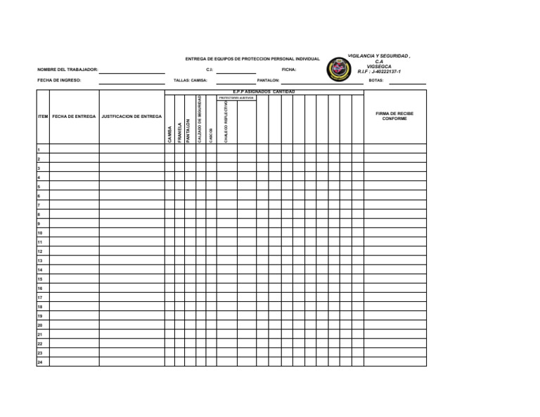 Formato de Epp Individual | PDF