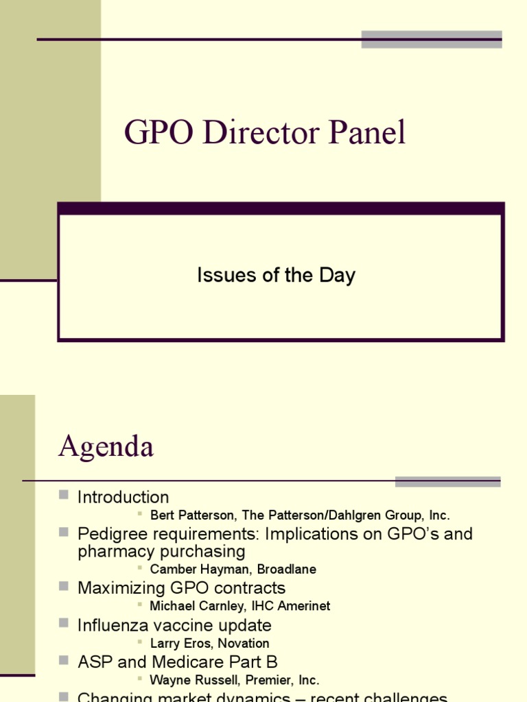 G001 - GPO Director Panel Intro Slides | PDF | Business | Wellness