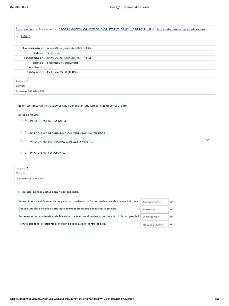 Test 1C | PDF | Clase (Programación informática) | Herencia ...
