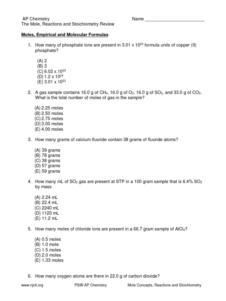 Mole Reactions and Stoichiometry Multiple | Download Free PDF | Stoichiometry | Mole (Unit)