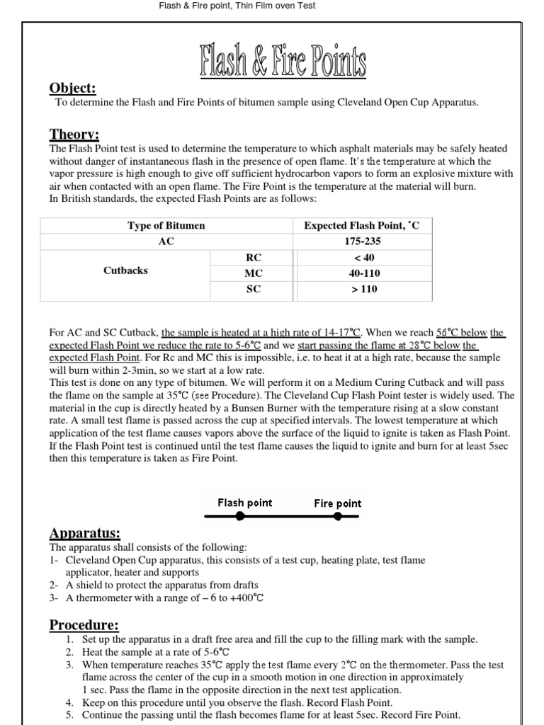 Flash & Fire Point | PDF | Chemistry | Applied And Interdisciplinary ...