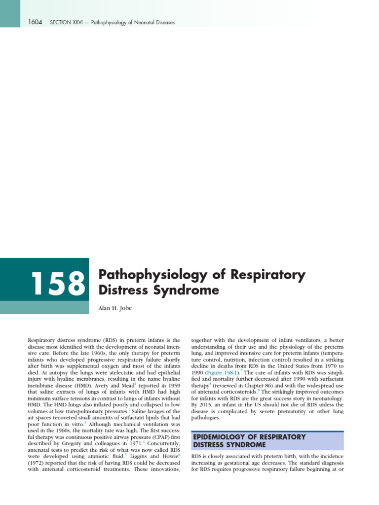Pathophysiology of Respiratory Distress Syndrome | PDF | Preterm Birth ...