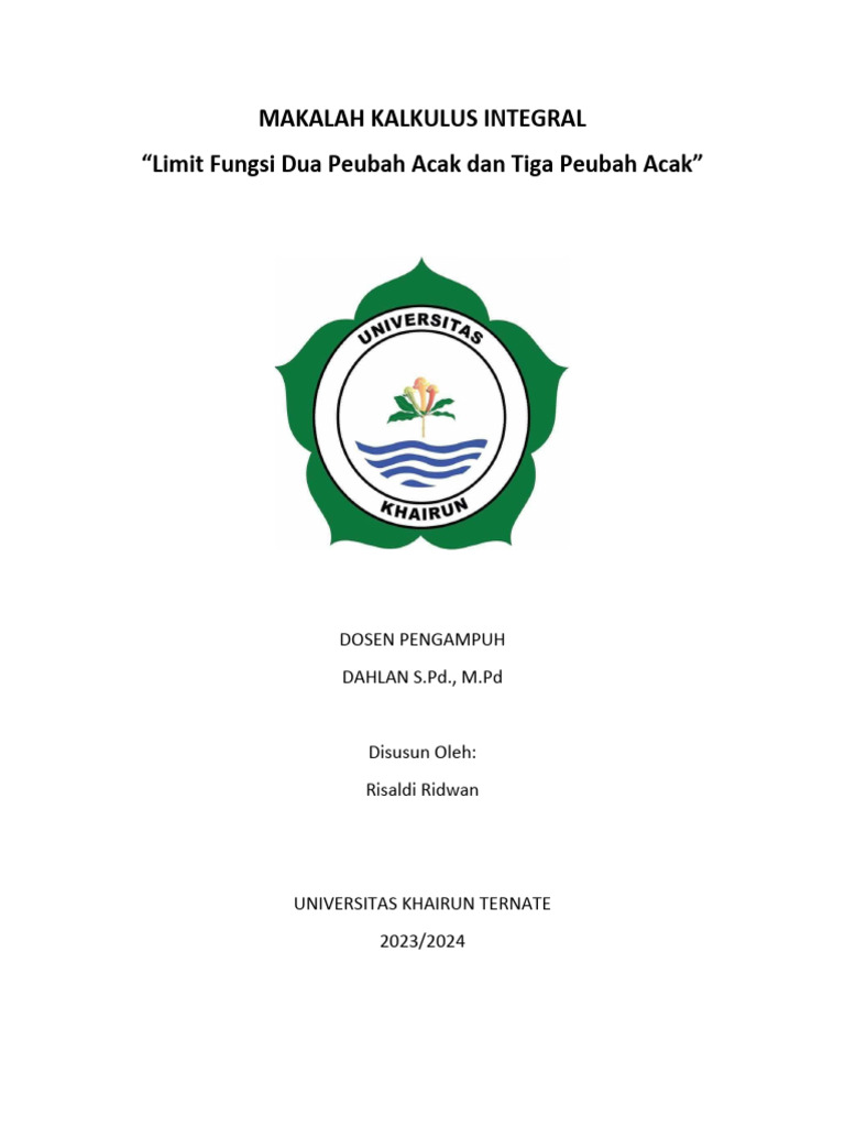 Makalah Kalkulus Integral 02 | PDF | Metode & Bahan Ajar