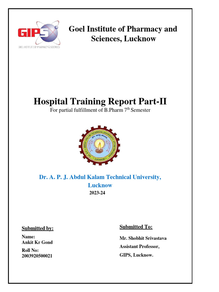 Hospital training report | PDF | Injection (Medicine) | Emergency ...