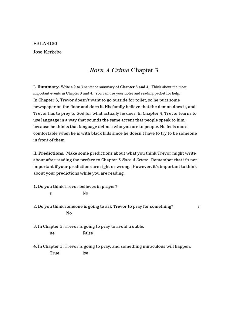Born A Crime Chapter 3 and 4 | PDF