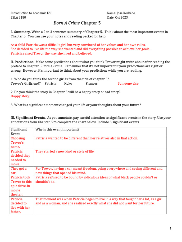 Born A Crime Chapter 5 and 6 Reading Packet 1 | PDF