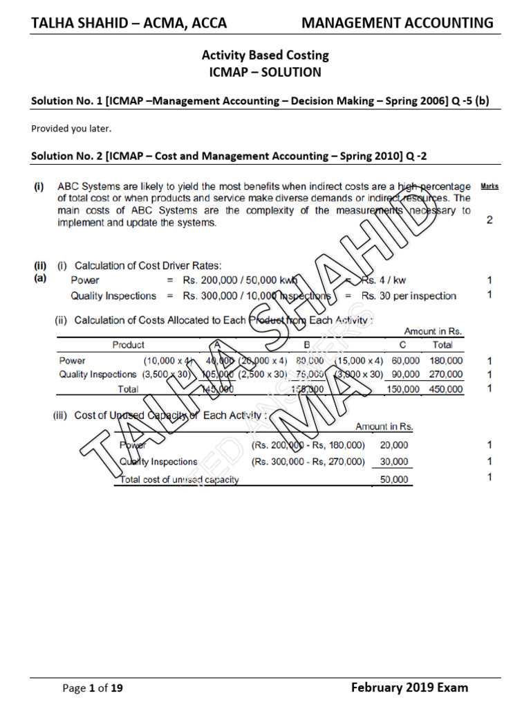 Activity Based Costing - Solution | PDF | Cost | Business Process