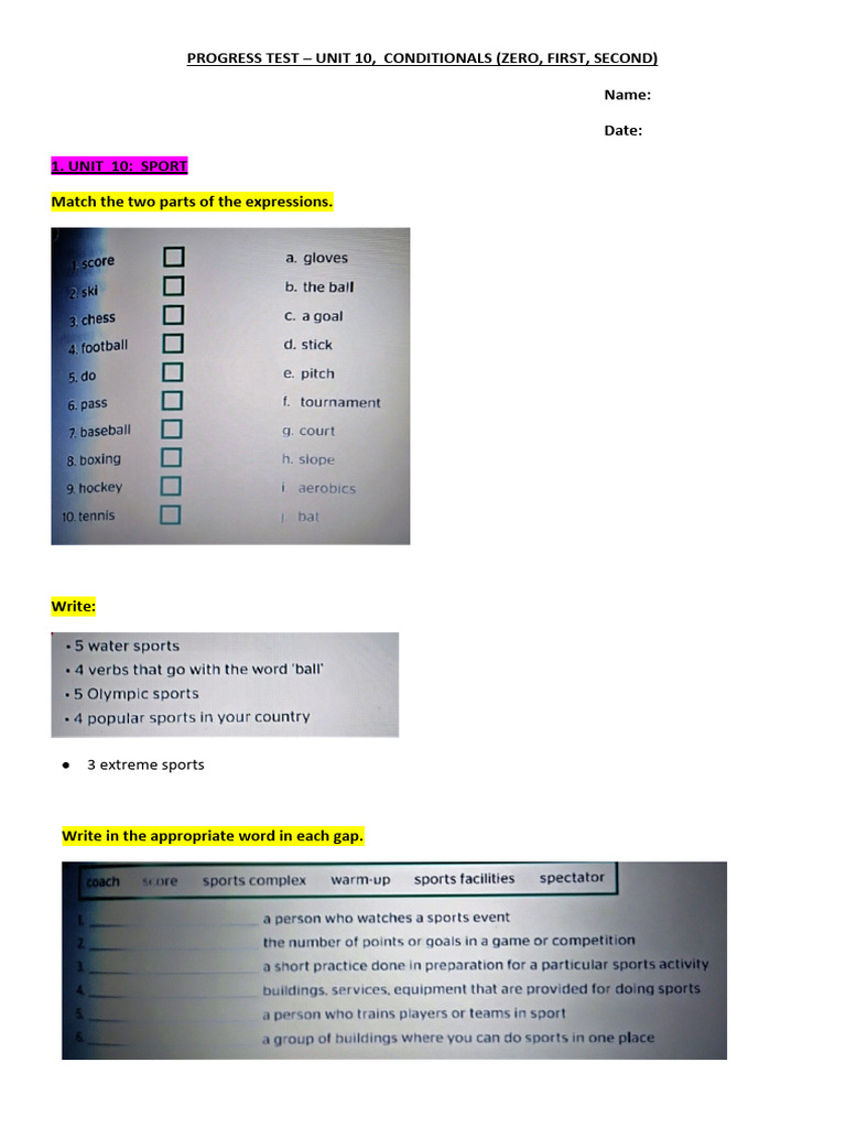 Unit 10, zero,1,2 Cond. | PDF | Sentence (Linguistics) | Linguistics